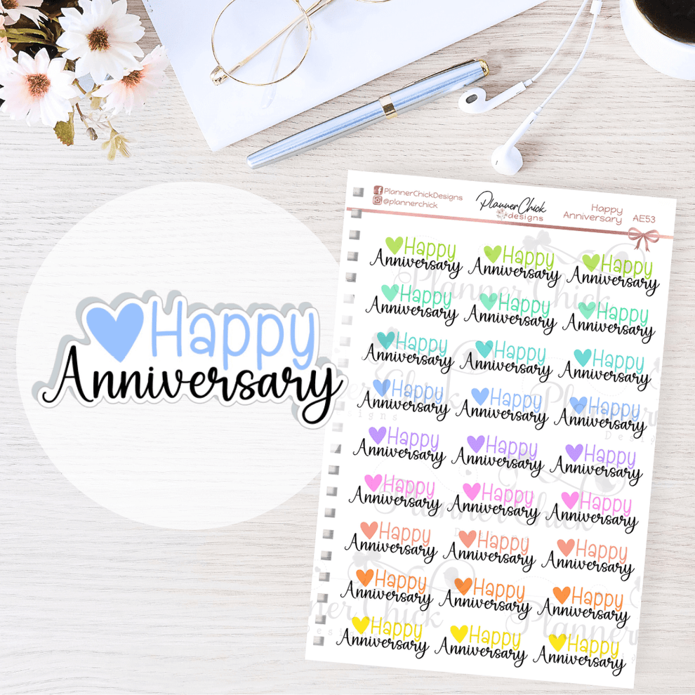 Happy Anniversary Stickers – PlannerChickDesigns