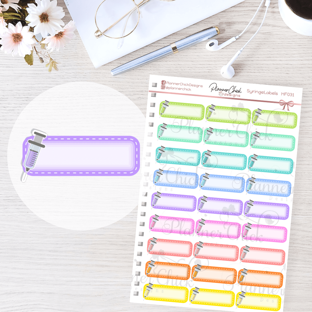 Syringe Labels Planner Stickers – PlannerChickDesigns