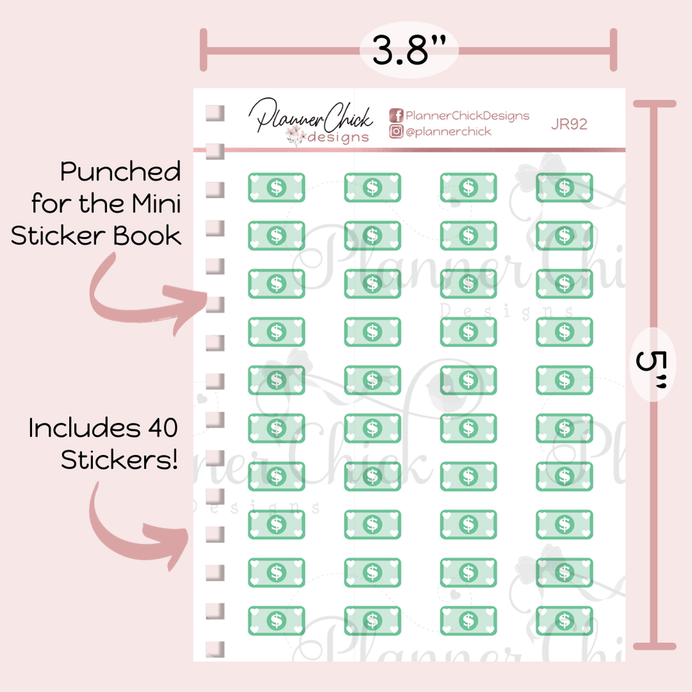 Mini Stickers ~ Dollar Bills – PlannerChickDesigns
