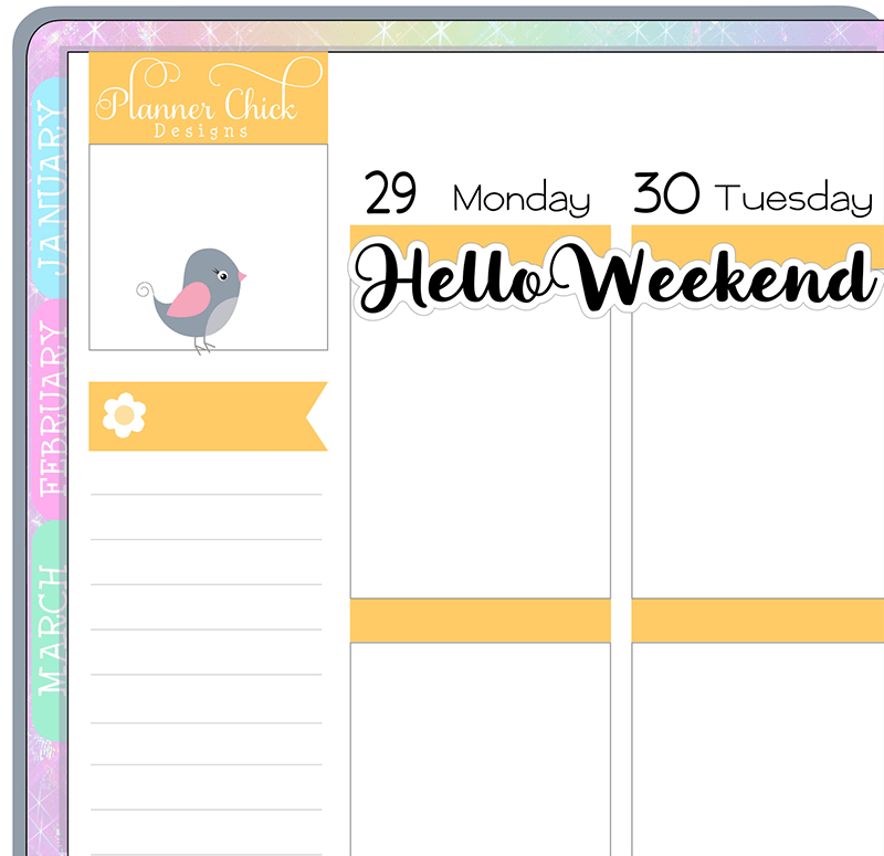 Script Weekend Headers – PlannerChickDesigns