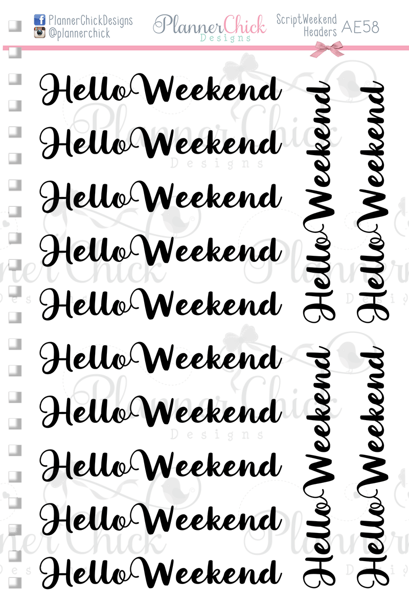 Script Weekend Headers – PlannerChickDesigns