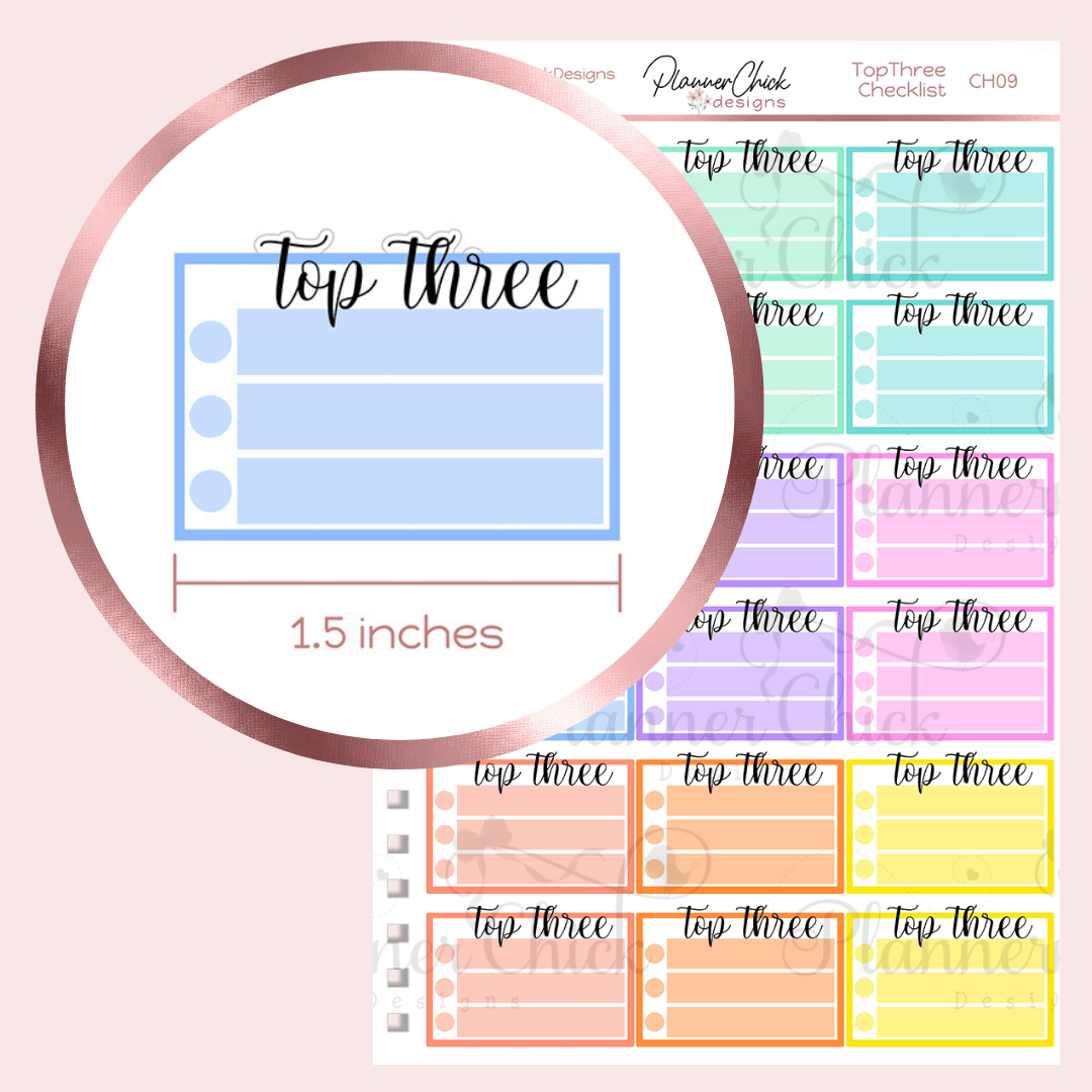 Top Three Checklist – PlannerChickDesigns