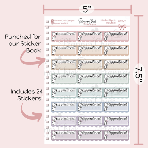 Medical Appointment Planner Stickers (3 Options) – PlannerChickDesigns