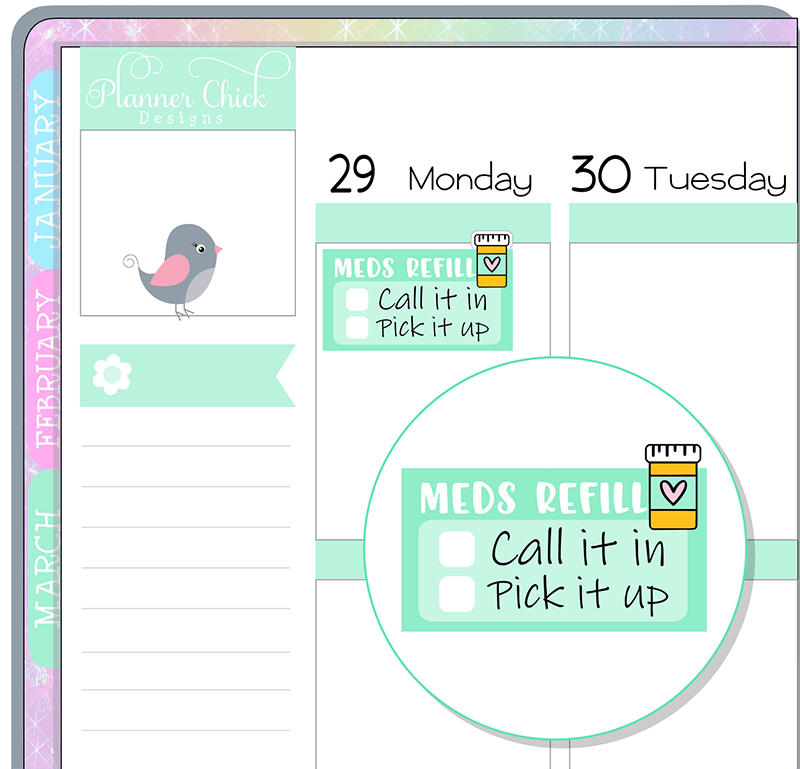 Medication Refill Reminders – PlannerChickDesigns