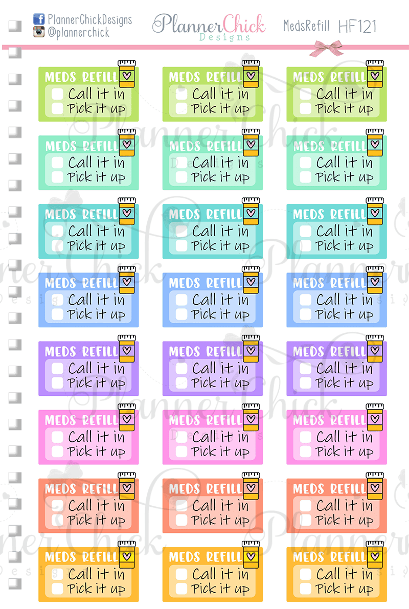 Medication Refill Reminders – PlannerChickDesigns