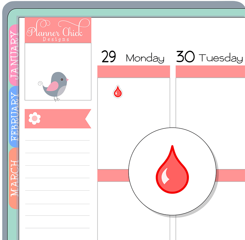 Mini Stickers ~ Period Trackers – PlannerChickDesigns