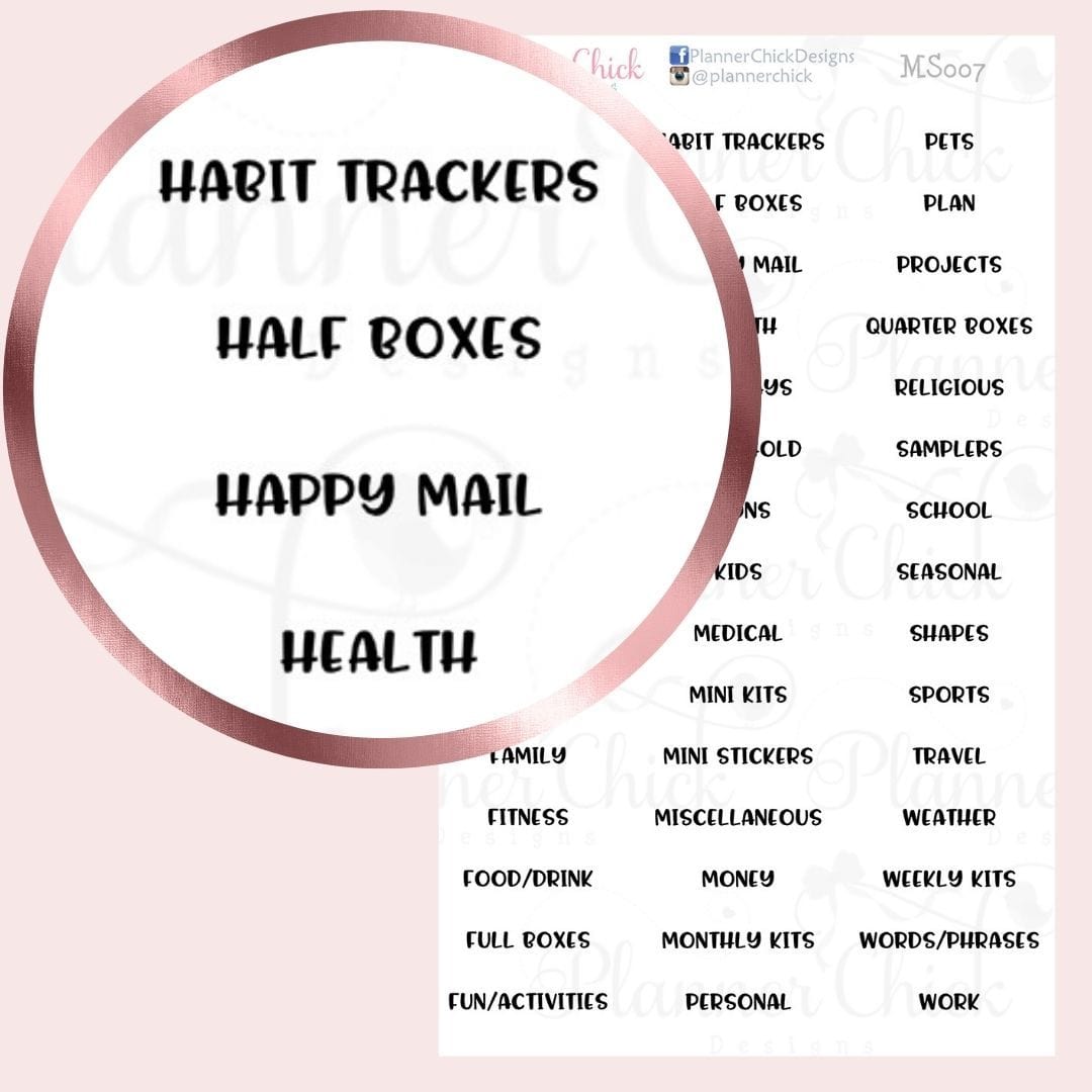 Category Labels for Stickers – PlannerChickDesigns