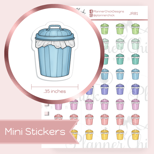 Mini Stickers ~ Doodle Trash Cans – PlannerChickDesigns
