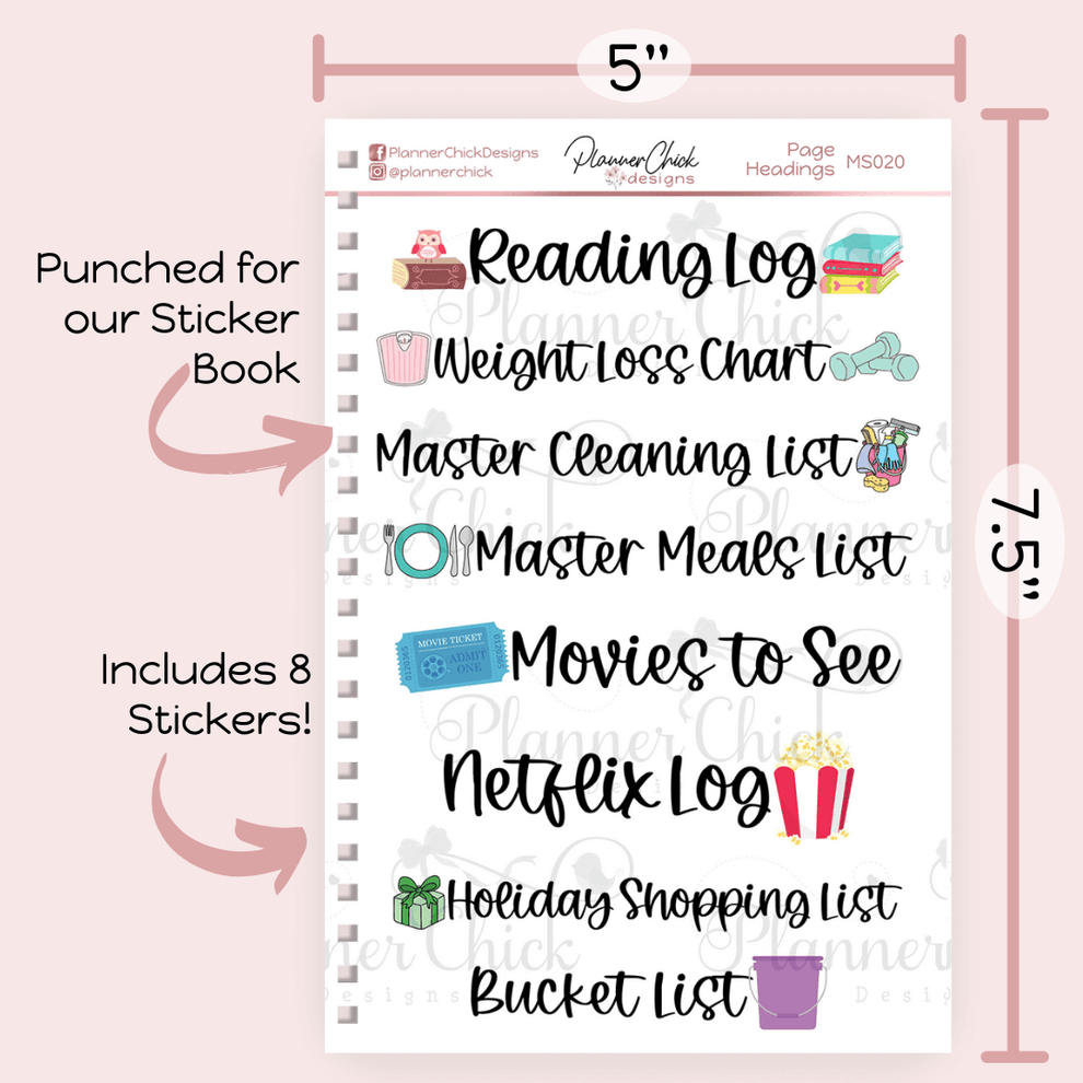 Page Headings – PlannerChickDesigns